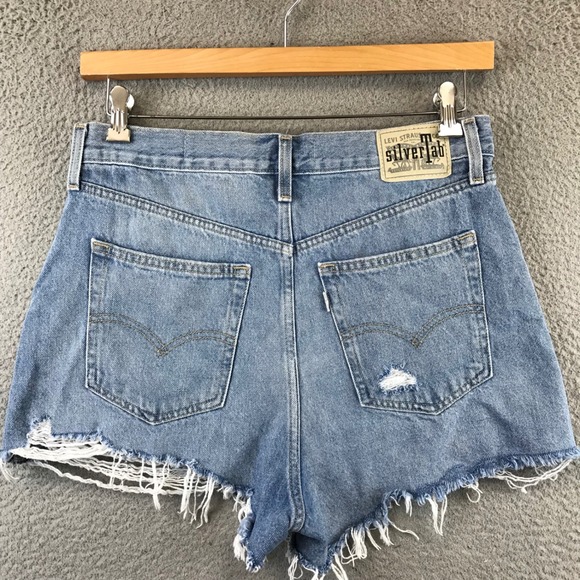 Levi's | Shorts | Levi Strauss Silver Tab Ripped High Waisted Denim ...